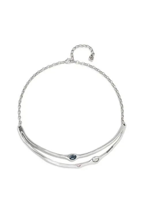 UNODE50 Faceted Crystal Collar Necklace - Silver