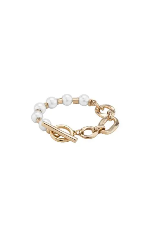 UNODE50 Link And Pearl Bracelet - Gold