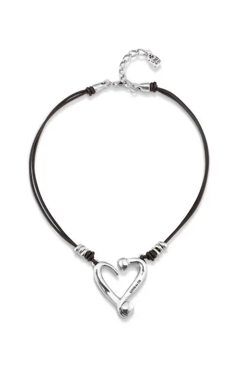 UNODE50 Dual Strap Heart Pendant - Silver