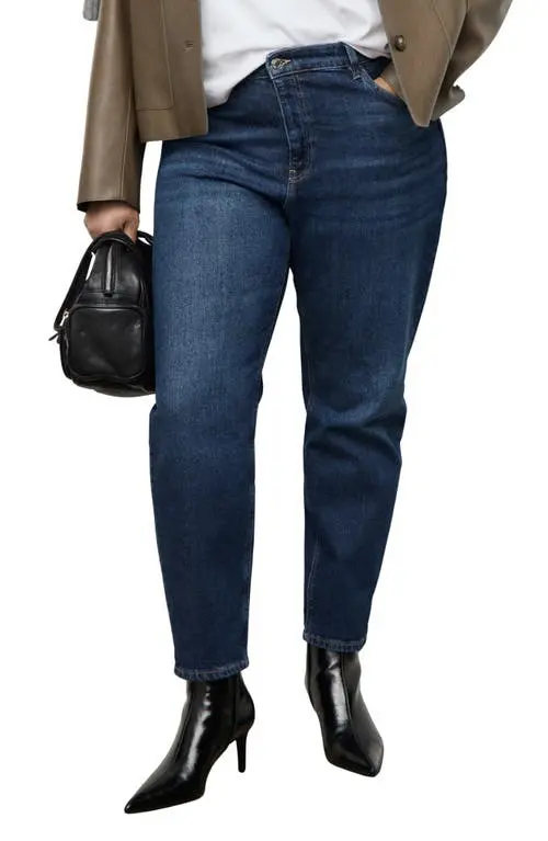 Mango High-waist Ankle Mom Jeans - Dark Blue