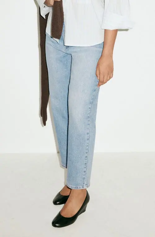 Mango High-waist Ankle Mom Jeans - Light Medium Blue