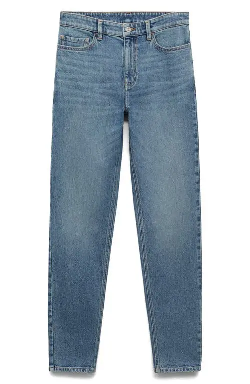 Mango High-waist Ankle Mom Jeans - Medium Blue
