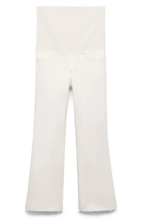 Mango Over The Bump Crop Flare Maternity Jeans - Off White