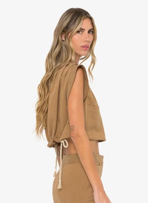 JBQ Preen Cropped Blouse - Caramel