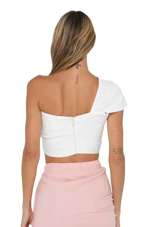 JBQ One-shoulder Crop Top - Ecru