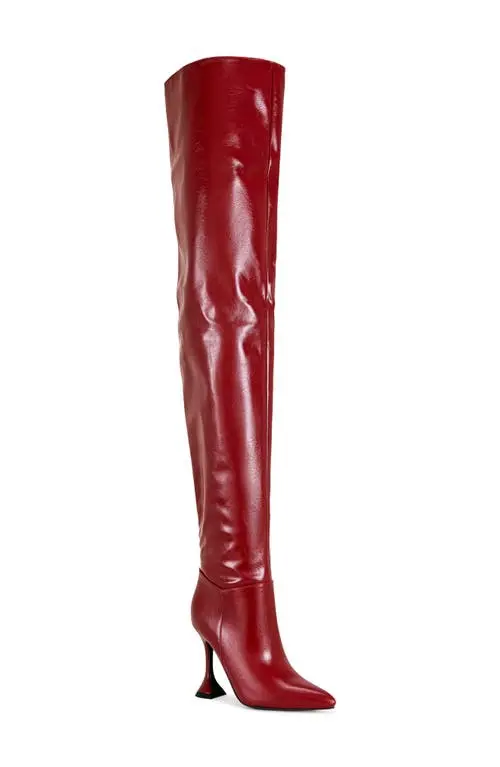 AZALEA WANG Stephan Thigh High Boots - Burgundy