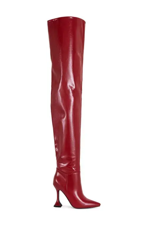 AZALEA WANG Stephan Thigh High Boots - Burgundy
