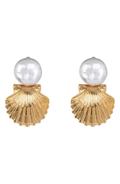 JENNIFER BEHR Laguna Shell Drop Earrings - Gold