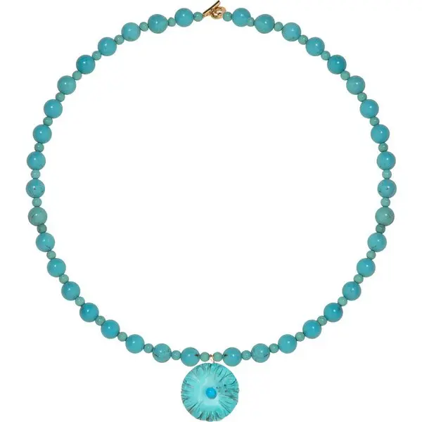JENNIFER BEHR Chandra Flower Pendant Collar Necklace - Turquoise