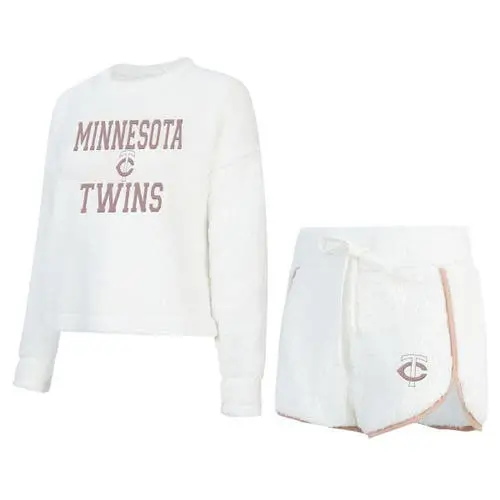 CONCEPTS SPORT Minnesota Twins Painter Sherpa Long Sleeve Top & Short Set - White