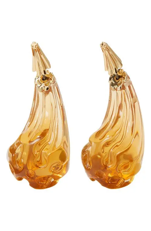 Tory Burch Logo Drop Earrings - Light Brass/brown