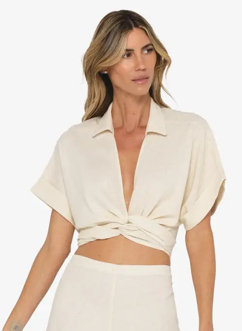 JBQ Chiara Linen Top - Vanilla