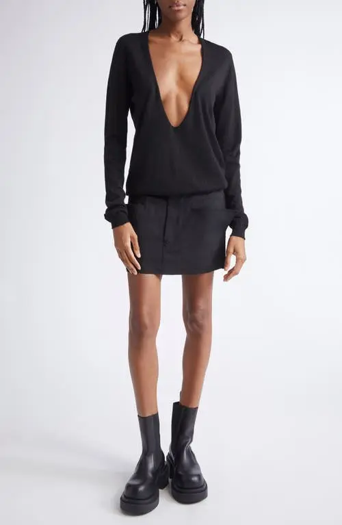 Rick Owens Extreme V-neck Virgin Wool Sweater - Black