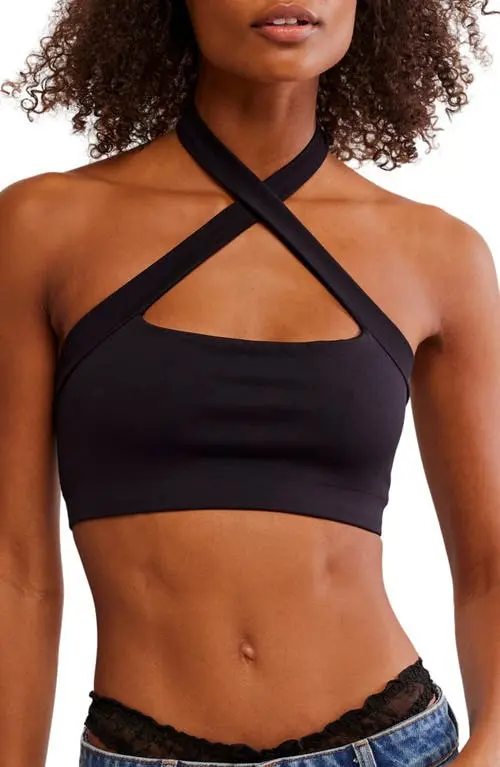 Free People Margo Seamless Halter Bralette - Black