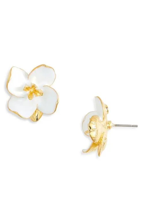 KENNETH JAY LANE Enamel Flower Stud Earrings - White