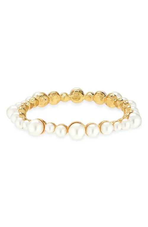 KENNETH JAY LANE Faux Pearl Cluster Bangle - Gold