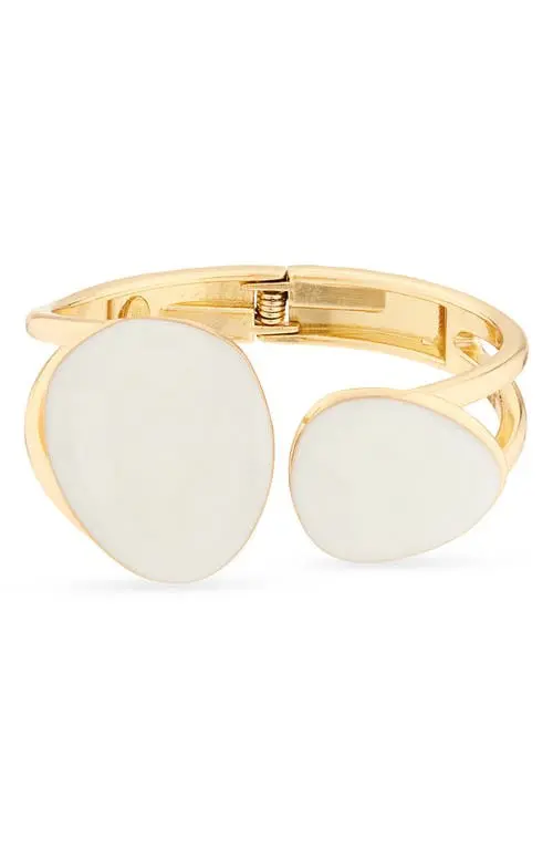 KENNETH JAY LANE Enamel Oval Cuff Bracelet - Gold/white