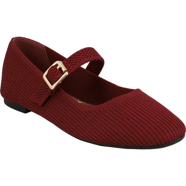 Mia Brita-c Knit Mary Jane Flat - Burgundy