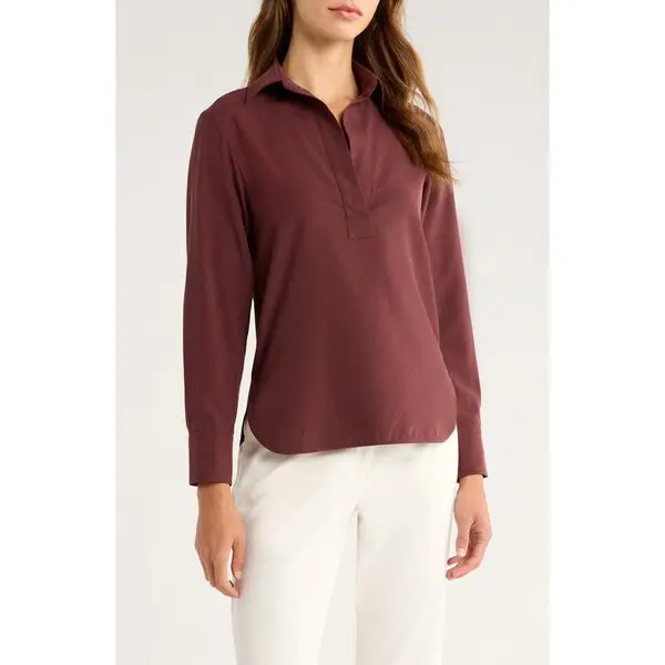 Max Mara Mirko Silk Crepe Popover Top - Cherry