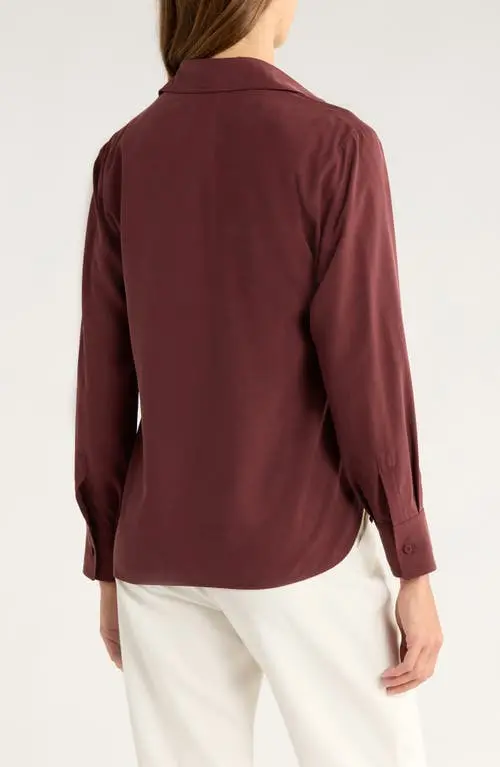 Max Mara Mirko Silk Crepe Popover Top - Cherry