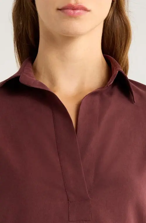Max Mara Mirko Silk Crepe Popover Top - Cherry