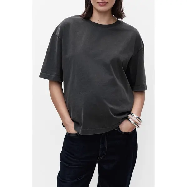 Mango Oversized Cotton Maternity T-shirt - Charcoal