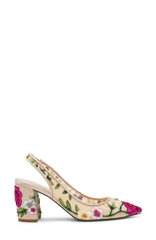 Betsey Johnson Lira Pointed Toe Slingback Pumps - Blush Multi Floral