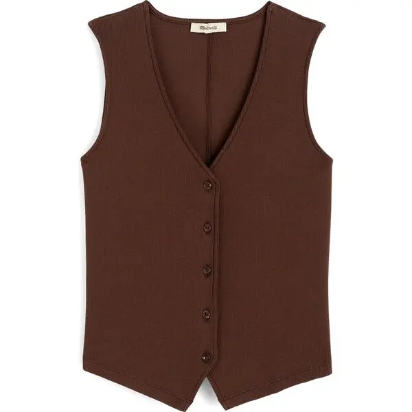 Madewell Ribbed V-neck Vest - Roasted Chicory