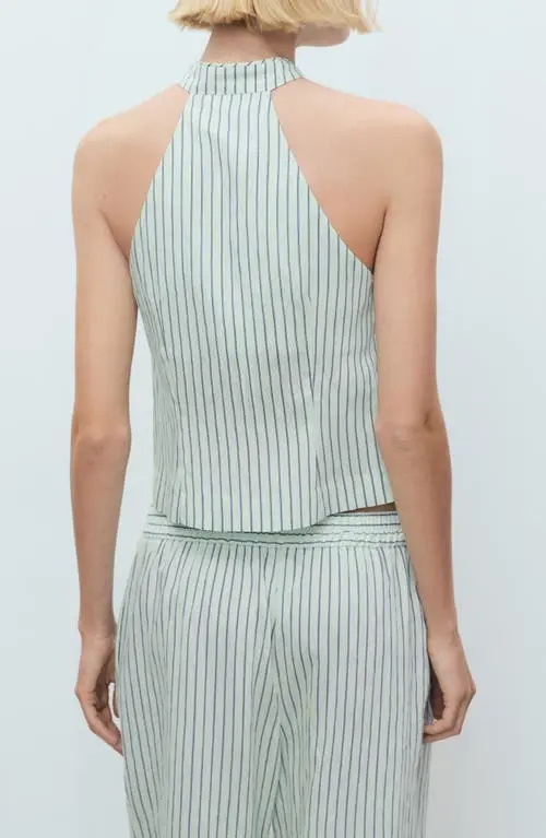 Mango Striped Tie-front Top