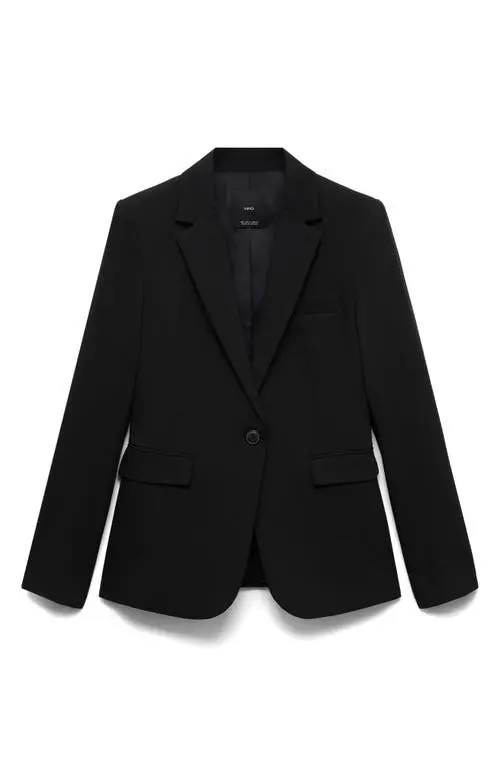 Mango Fitted Suit Jacket - Black