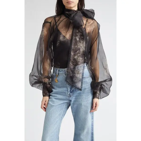 Zimmermann Hypnotic Pussy Bow Organza Top