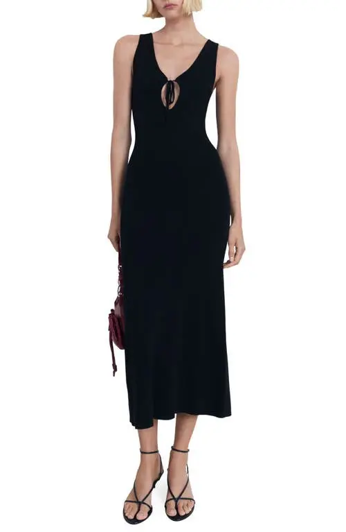 Mango Tie Neck Sleeveless Maxi Dress