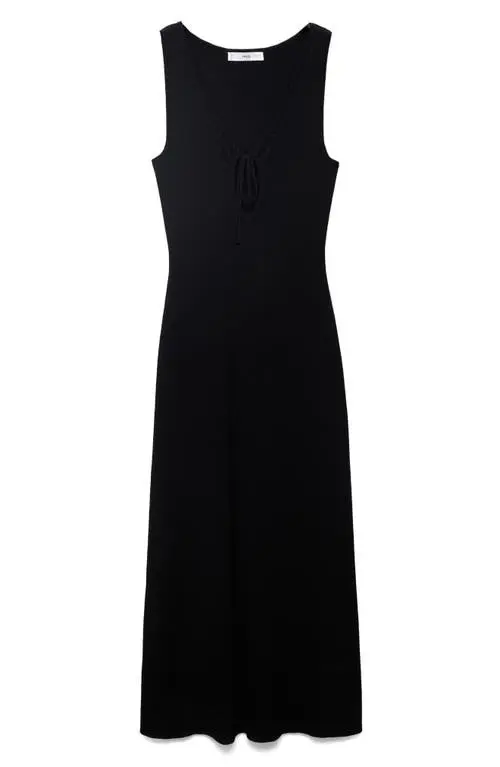 Mango Tie Neck Sleeveless Maxi Dress