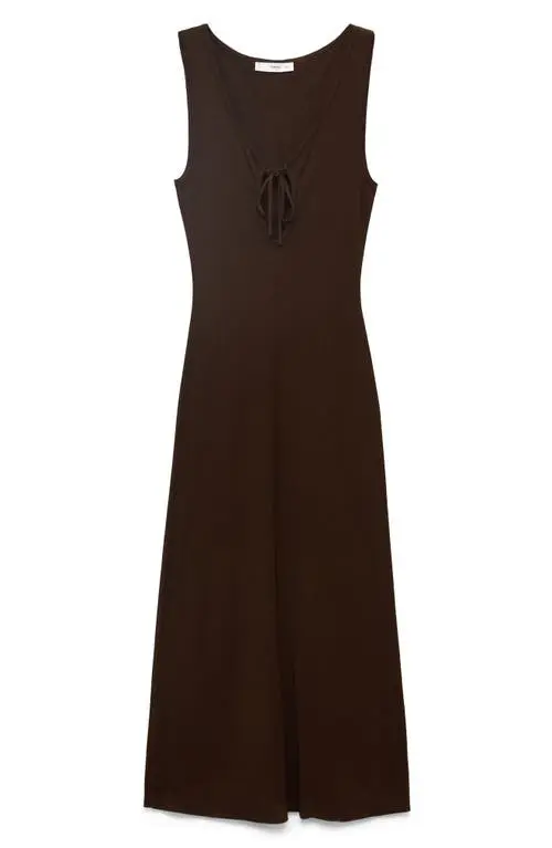 Mango Tie Neck Sleeveless Maxi Dress