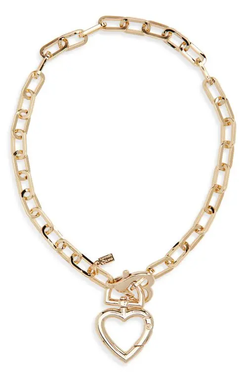KENNETH JAY LANE Heart Pendant Paper Clip Chain Necklace - Gold