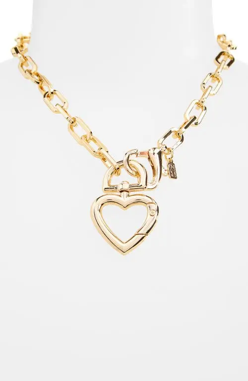 KENNETH JAY LANE Heart Pendant Paper Clip Chain Necklace