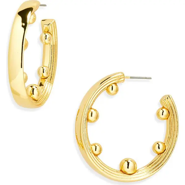 KENNETH JAY LANE Ball Hoop Earrings - Gold