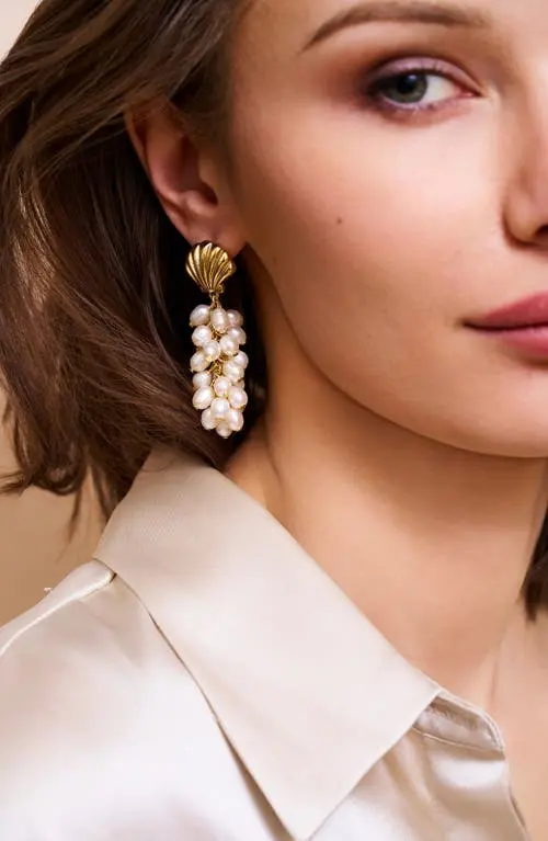 KENNETH JAY LANE Shell & Faux Pearl Drop Earrings