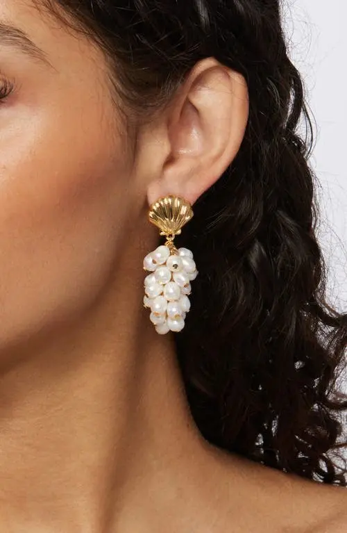 KENNETH JAY LANE Shell & Faux Pearl Drop Earrings