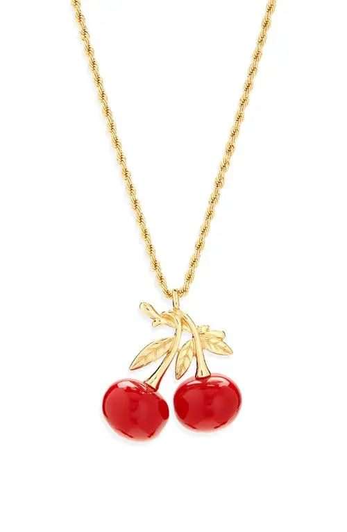 KENNETH JAY LANE Cherry Pendant Chain Necklace - Gold