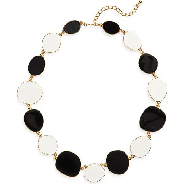 KENNETH JAY LANE Enamel Disc Collar Necklace - Black/white