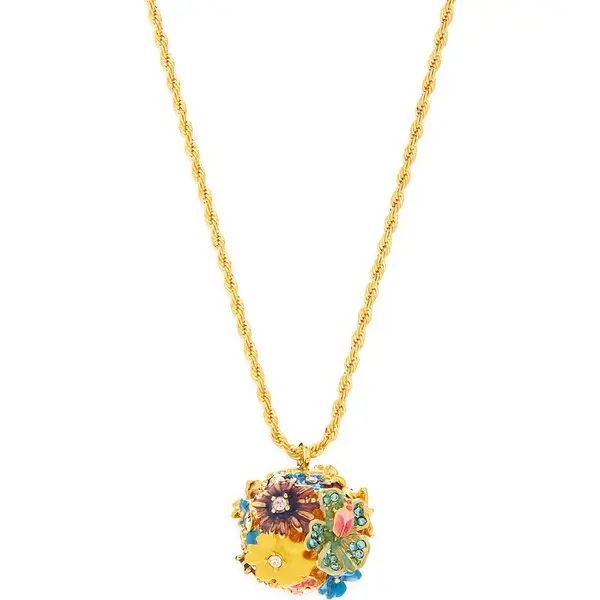 KENNETH JAY LANE Flower Ball Pendant Necklace - Polished Gold