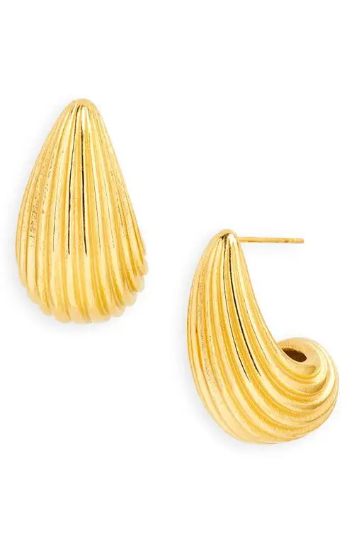 KENNETH JAY LANE Ribbed Teardrop Huggie Earrings - Gold