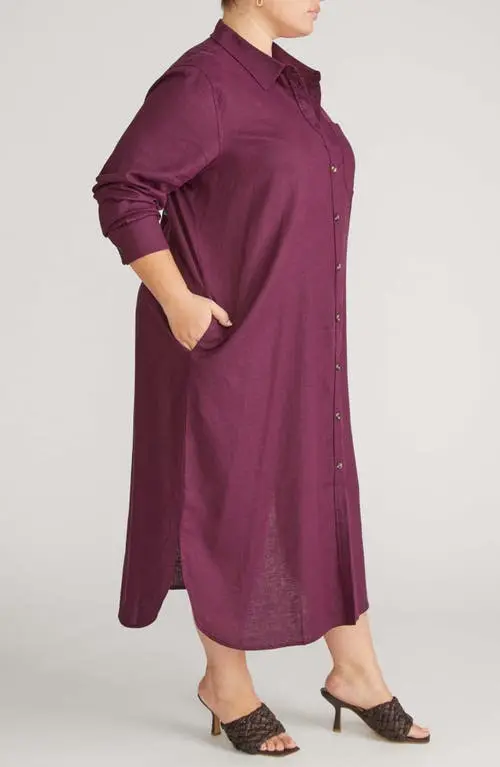 Universal Standard Odeon Long Sleeve Stretch Linen Blend Shirtdress - Aa