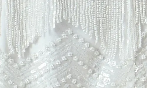 mens dress shirt beige Short White Wedding Dress with Strapless Beaded Fringe – Short Bridal Wedding Dress main image 0