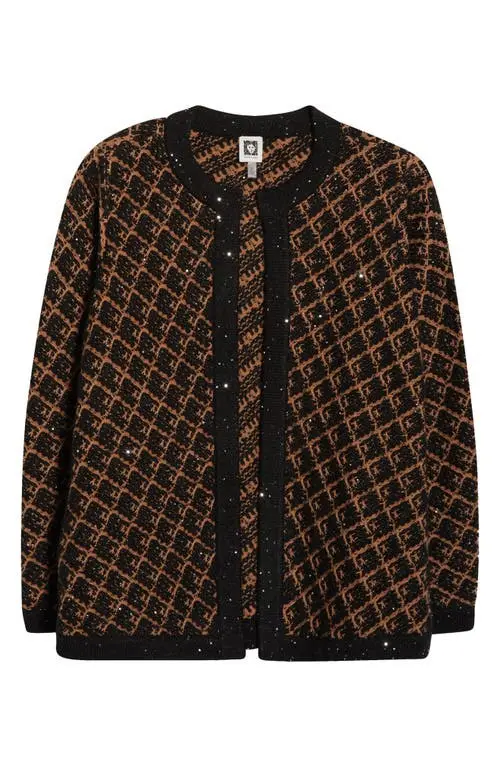 Anne Klein Texture Plaid Beaded Cardigan