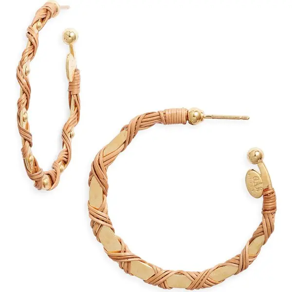 Gas Bijoux Wicker Wrapped Hoop Earrings - Brown