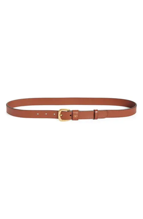 Valentino Garavani Vlogo Signature Leather Belt - Deep Caramel