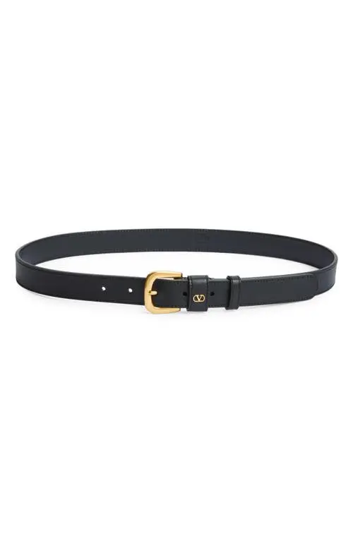 Valentino Garavani Vlogo Signature Leather Belt - Nero