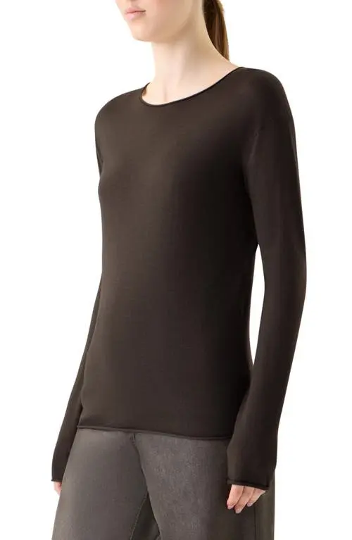 Akris Wool Crewneck Top - Bark